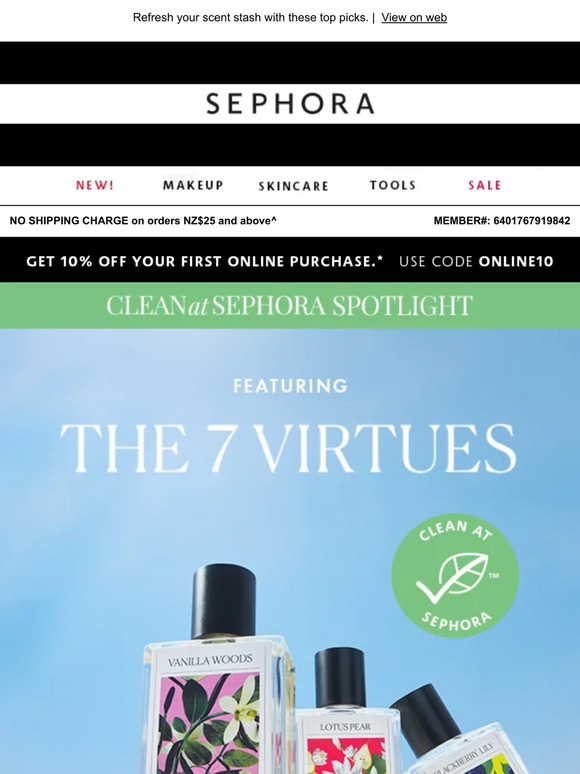 Sephora: Clean at Sephora Spotlight: The 7 Virtues 🌺 | Milled