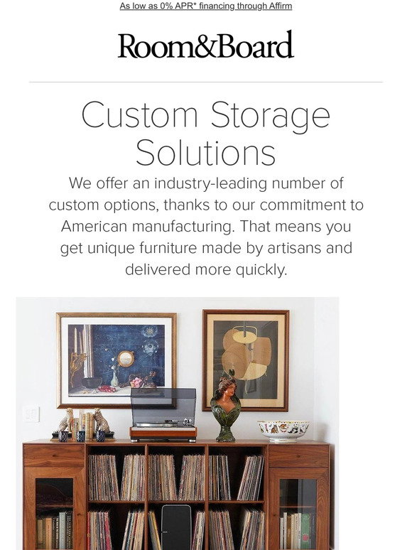 Room & Board: Custom furniture to solve storage woes | Milled