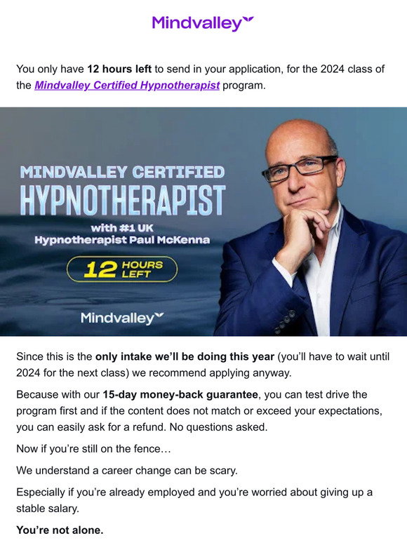 Mindvalley: ⏰ [12 hours left] Is becoming a hypnotherapist a secure ...