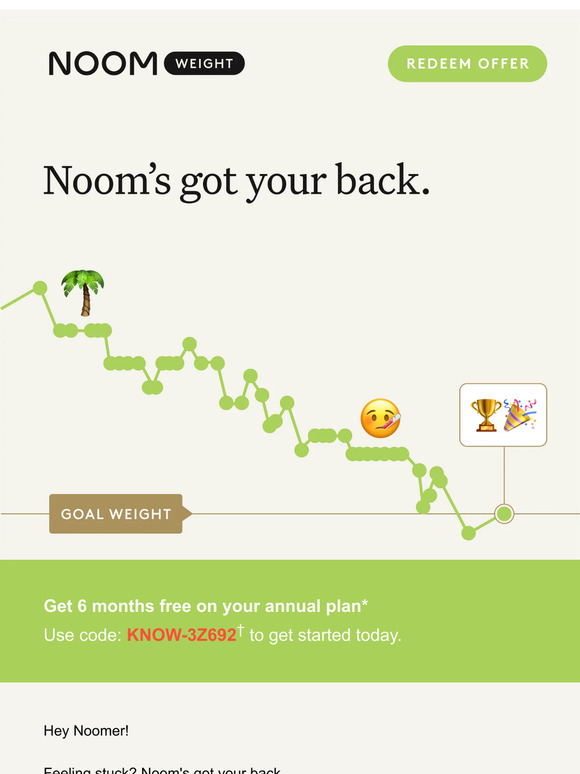 Noom: Reminder for you: Get 6 months free on your annual plan with ... Noom: Reminder for you: Get 6 months free on your annual plan with ...