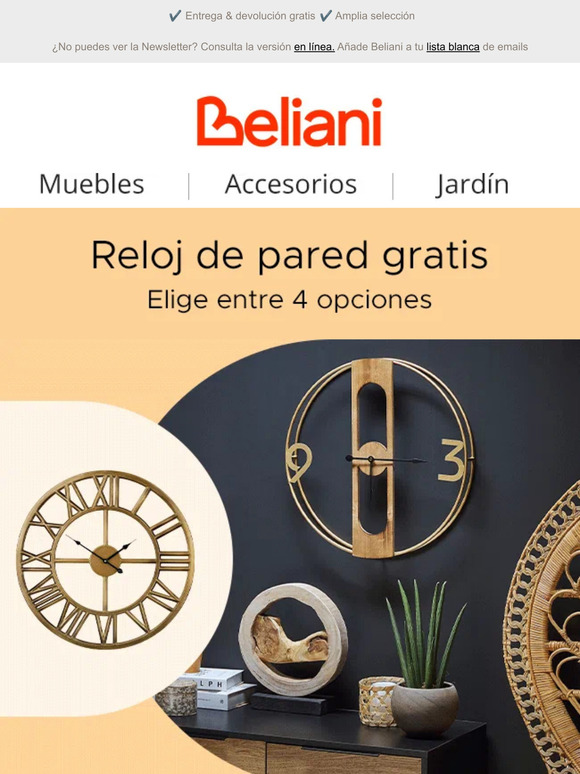 Beliani.nl: Consigue un reloj de pared gratis. Dispones de 4 opciones ...