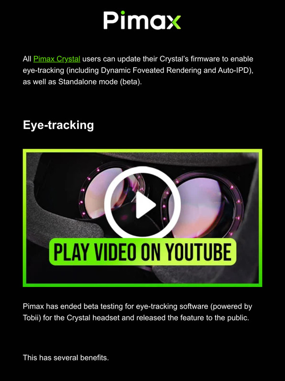 Pimax: Eye-tracking & standalone mode for Crystal, available now | Milled