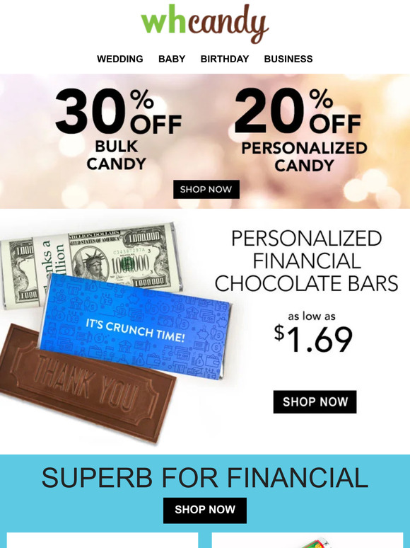 WH Candy: Say Thank You With Personalized Candy - 20% Off Sale | Milled