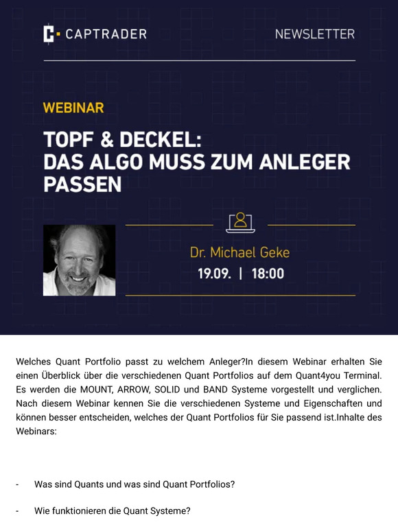 CapTrader: Topf & Deckel: Das Algo muss zum Anleger passen mit Michael ...