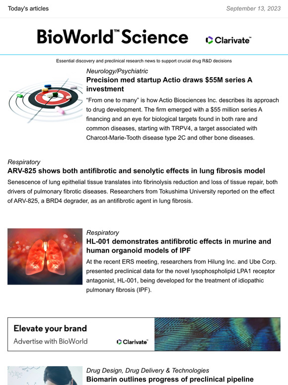 BioWorld: Precision med startup Actio draws $55M series A investment ...