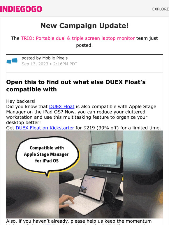 Indiegogo: 📢 Update #26 from TRIO: Portable dual & triple screen laptop ...