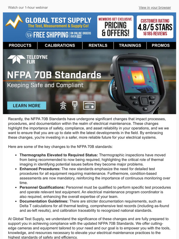 Global Test Supply: Webinar - NFPA 70B: Safety & Compliance webinar ...