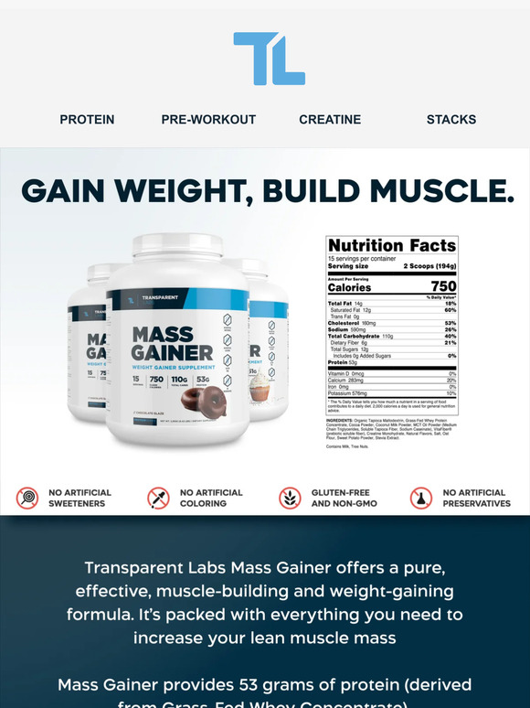 Transparent Labs: Mass Gainer - A Tool For Bulking 💪 | Milled