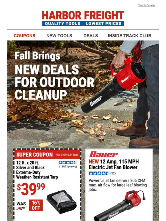 Harbor Freight: FALL SAVINGS on Outdoor Power Tools & Cleanup ...