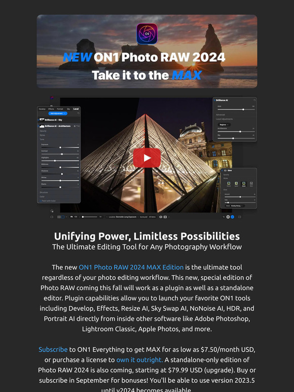ON1: Introducing ON1 Photo RAW 2024 MAX Edition – The Ultimate Tool for Any Workflow | Milled