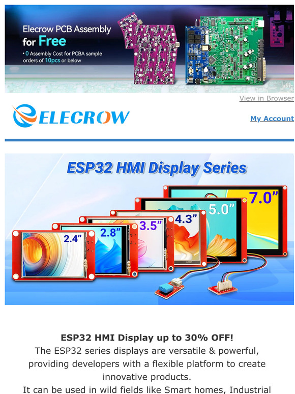 Elecrow Whats The Esp32 Display Claim Your Free Elecrow Pcb Assembly Now Milled