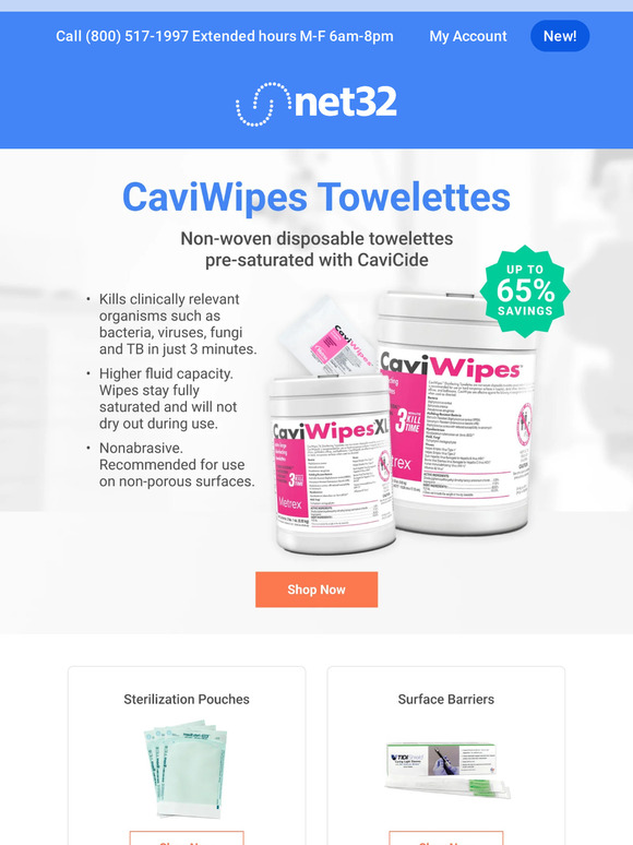 Net32: CaviWipes | A Killer Disinfectant for 65% Less | Milled