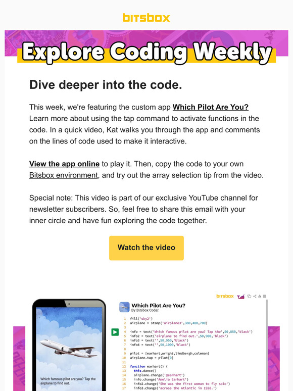 Bitsbox: Explore Coding Weekly: Which Pilot Are You? | Milled
