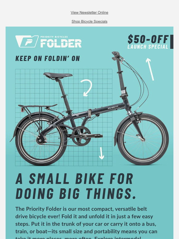 Priority Bicycles: Introducing: Priority FOLDER Folding Bicycle | Milled