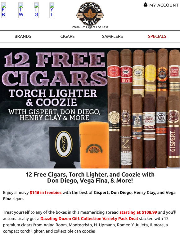 Best Cigar Prices: 🎁 12 Free Cigars, Torch Lighter, and Coozie with Don ...
