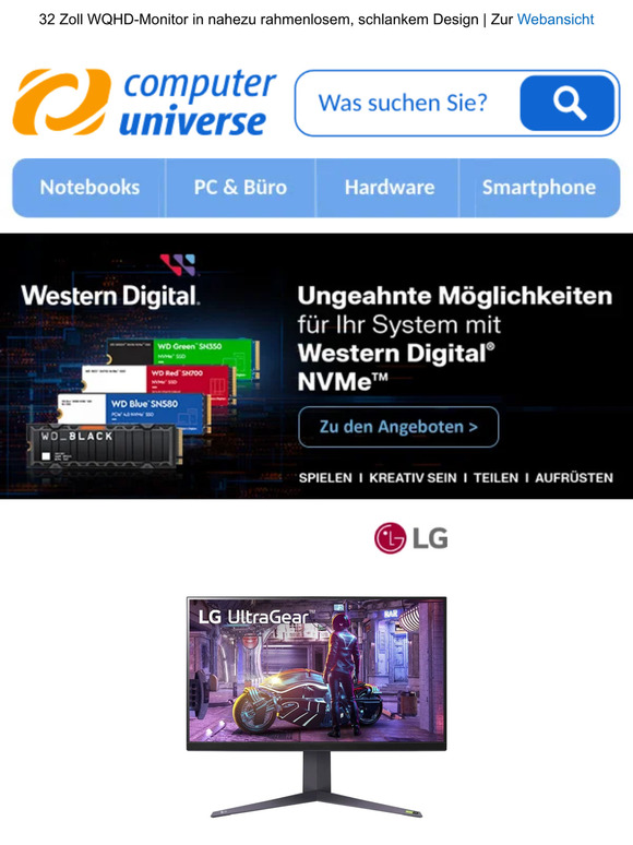 Computeruniverse: Exklusiver Sonderpreis - nur 479 €: Der 32 Zoll UltraGear Gaming Monitor mit ...