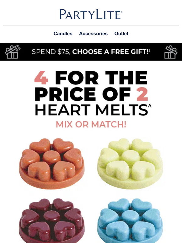 Party Lite: Heart Melts are 4 for 2! | Milled