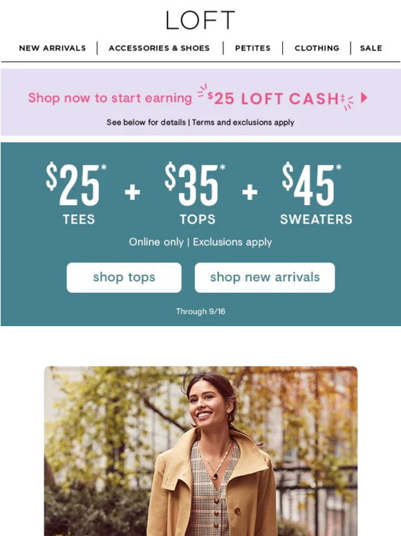 Loft: Wardrobe need a boost? ☕ Shop tops & tees starting at $25 | Milled