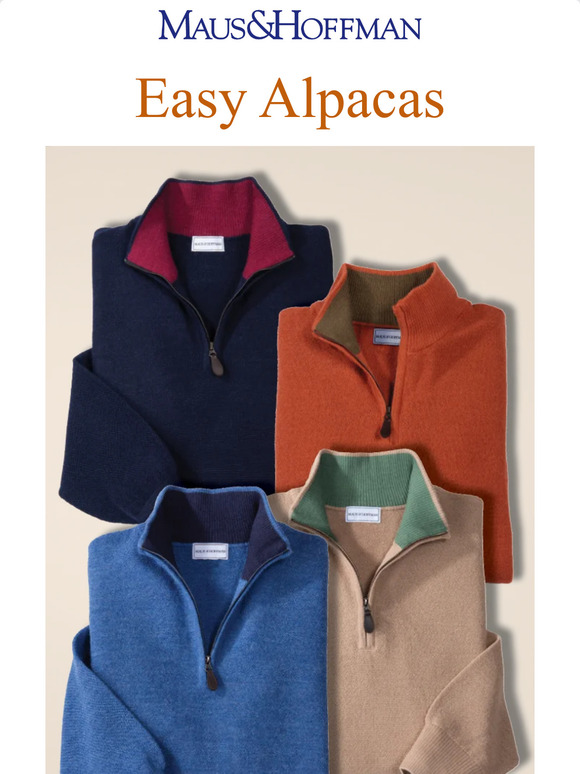 Maus & Hoffman: Soft and Easy in our Alpaca Links Quarter-Zips. | Milled