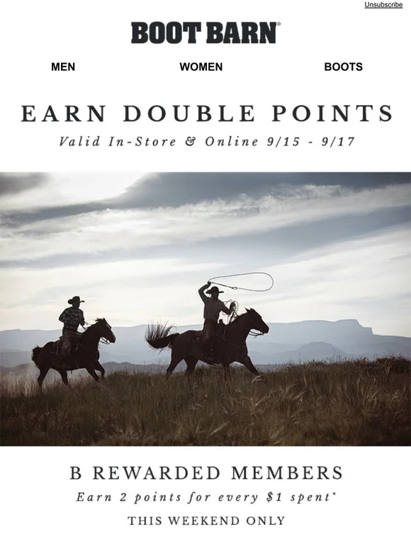 Boot Barn: Earn Double Points Starting Tomorrow | Milled