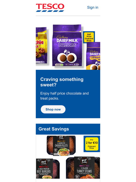 Tesco: Craving something sweet? Shop Half Price chocolate and treat ...