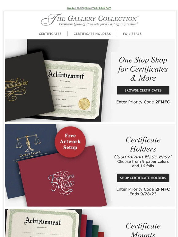 Gallery Collection: All your certificate needs in one place! | Milled