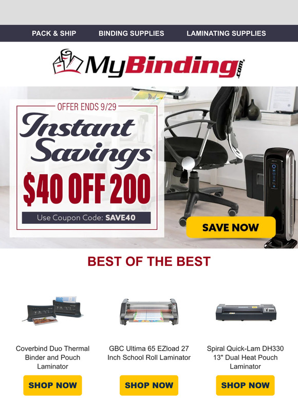 MyBinding: Your $40 Instant Savings Coupon is Now Available | Milled