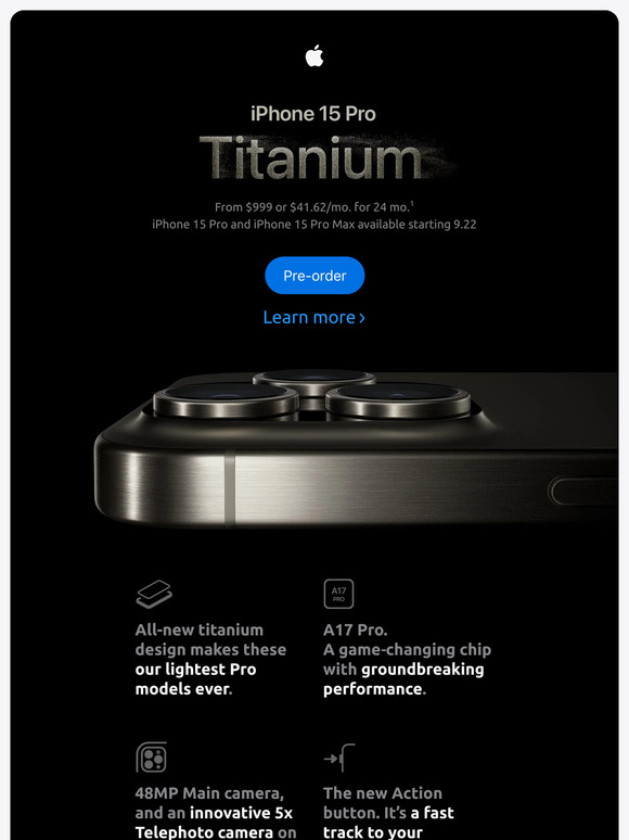 Apple: Pre-order iPhone 15 Pro and iPhone 15. | Milled