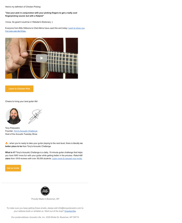 Tony's Acoustic Challenge: Chicken Picking (easy exercise to try!) | Milled