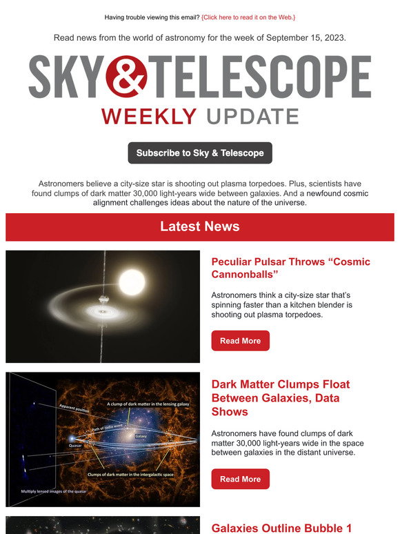 Sky & Telescope: A Peculiar Pulsar, Dark Matter Clumps, and the Royal ...