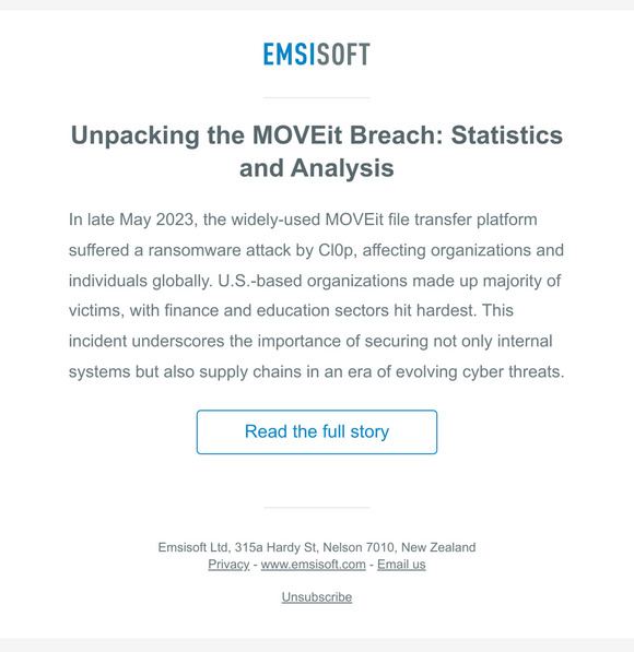 Emsisoft Sicherheitssoftware: Unpacking the MOVEit Breach: Statistics ...