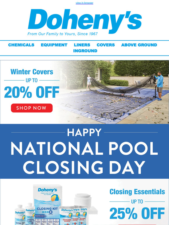 Doheny's: Happy National Pool Closing Day! Enjoy 25% Off Closing ...