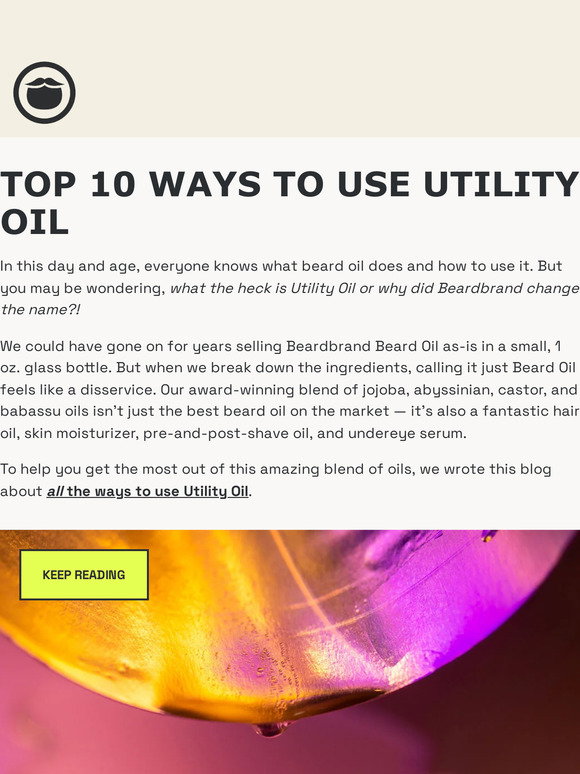 Beardbrand: The top 10 ways to use Utility Oil | Milled