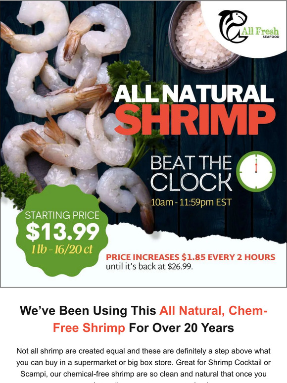 All Fresh Seafood: Beat the Clock: All Natural Shrimp 🍤 | Milled