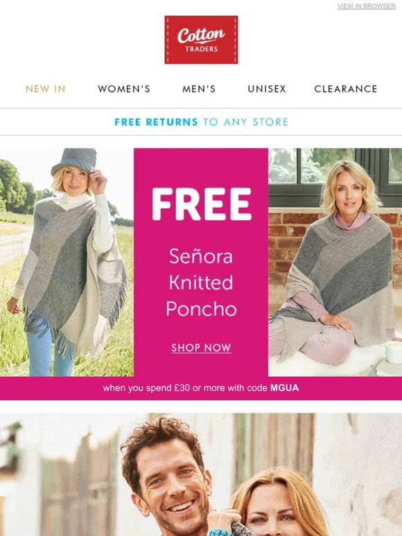 Cotton Traders: Your FREE Knitted Poncho = cosy comfort | Milled
