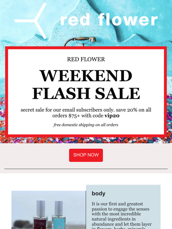 Red Flower: Weekend Flash Sale... Last day to save! | Milled