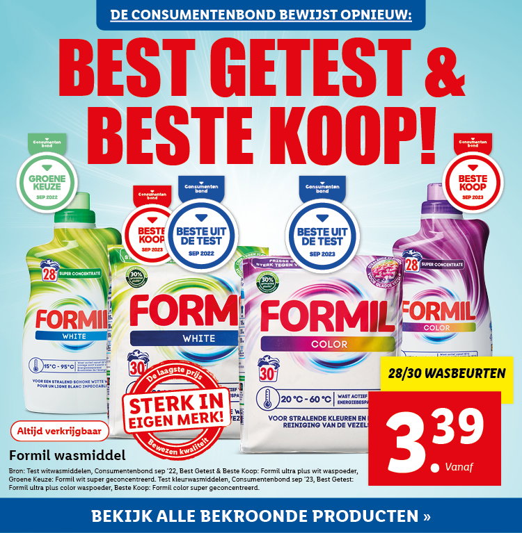 Lidl: Sterk in eigen Merk: meermaals bekroonde Formil wasmiddelen! | Milled