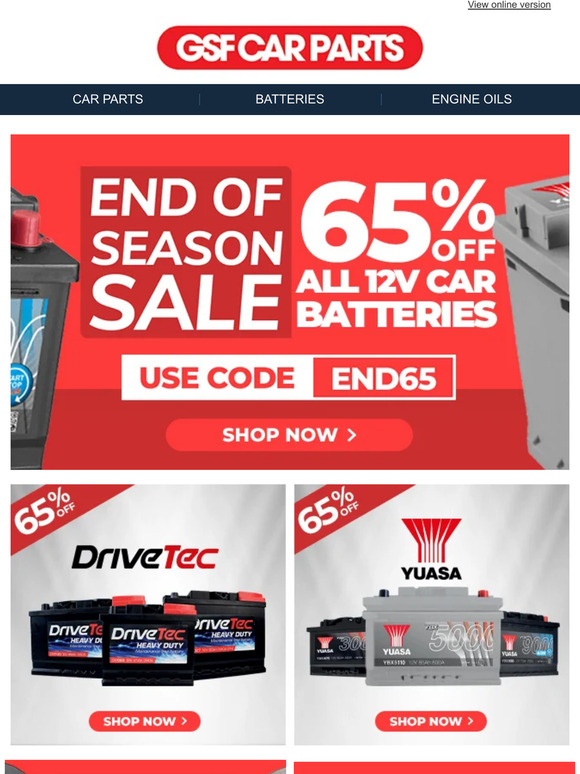 GSF Car Parts: End Your Summer On Full Charge With 65% Off Batteries ...