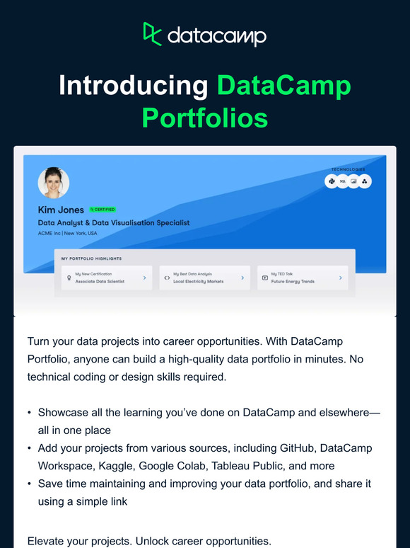 DataCamp: [New] Data Portfolios | Milled