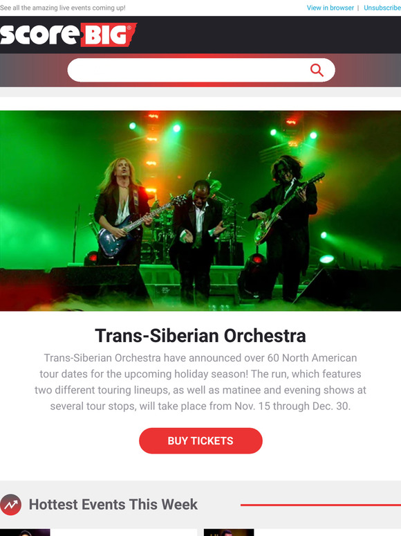 ScoreBig.com: Trans-Siberian Orchestra / Rod Wave / George Strait ...
