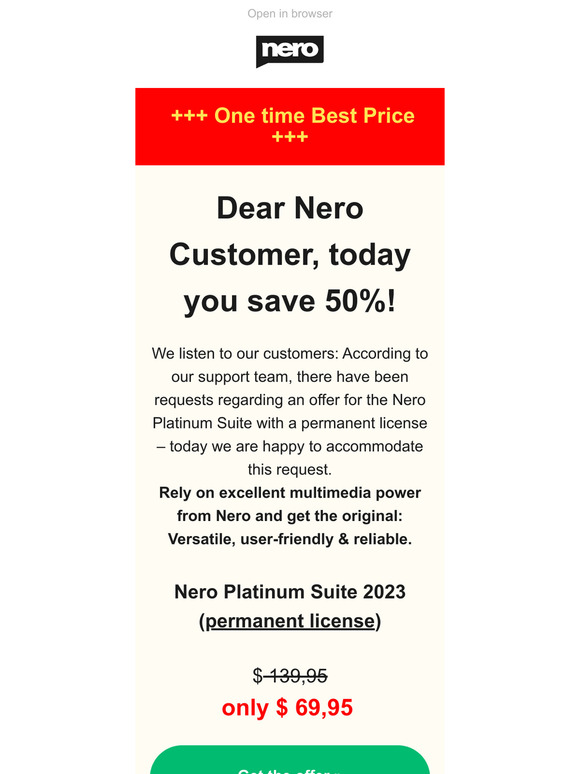 Nero: 🤩 Nero Platinum: permanent license at the best price! | Milled