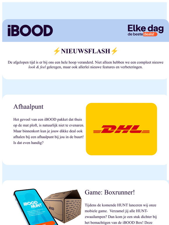 iBOOD: Nieuwsflash! Boxrunner game, DHL-afhaalpunt.... | Milled