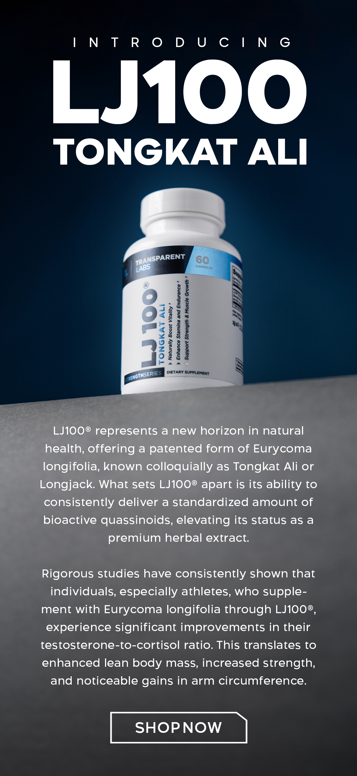 Transparent Labs: LJ100® Tongkat Ali | Milled