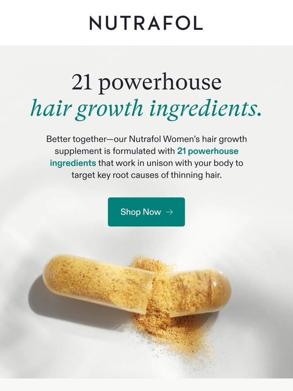 Nutrafol: 21 powerful hair growth ingredients. | Milled