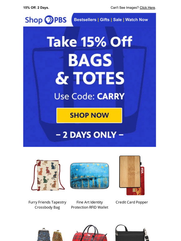 Shop.PBS.org: You'll carry this look. Bags & Totes on sale! | Milled