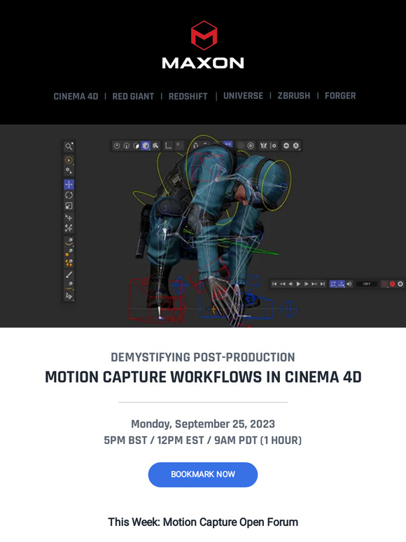 Maxon: ️FREE TRAINING | Mondays in September – Motion Capture Workflows in Cinema 4D | Milled