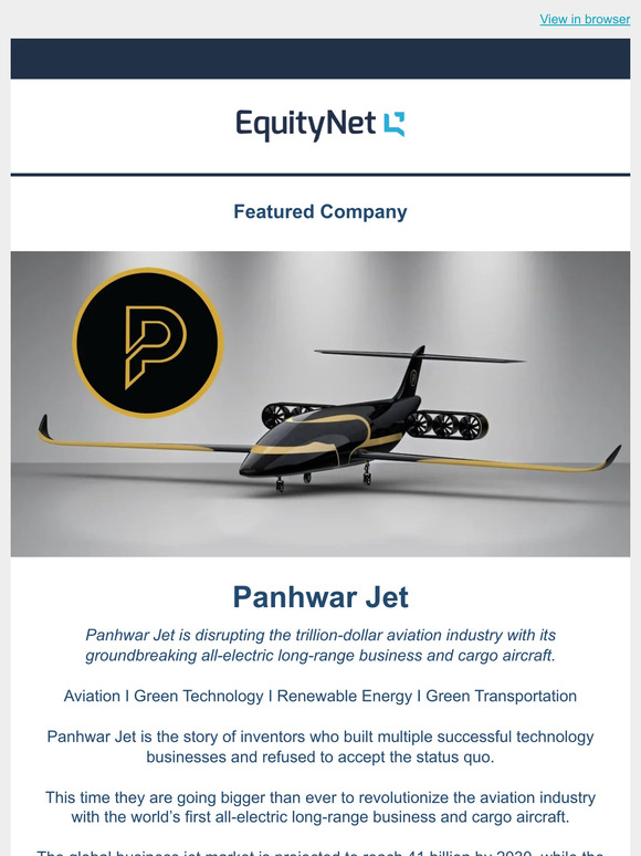 EquityNet: ️ Panhwar Jet | World's First All-Electric Long Range Aircraft | Milled