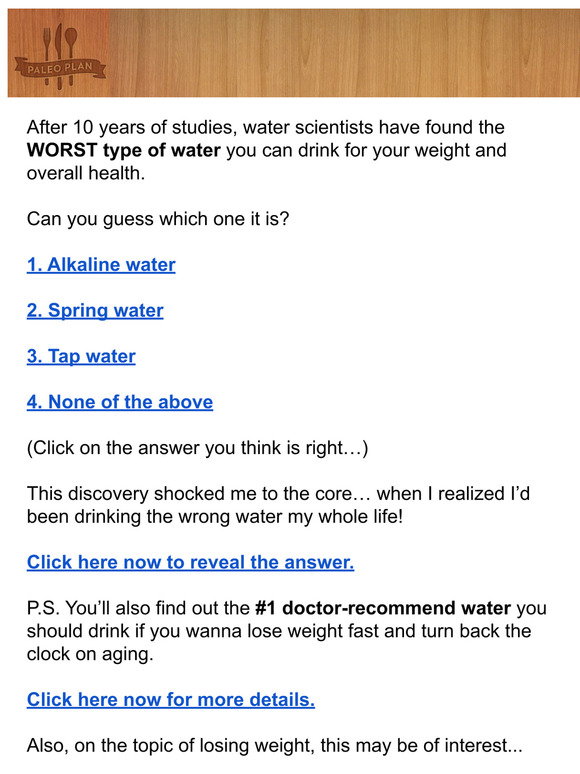 PaleoPlan: worst water for losing weight? | Milled