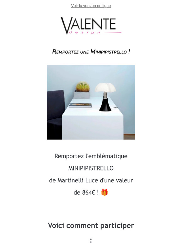 Valente Design: Gagnez une Minipipistrello ! | Milled