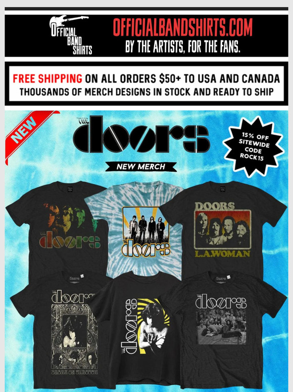 Official Bandshirts: ⚡New Merch Spotlight: The Doors + 15% Off Sitewide ...